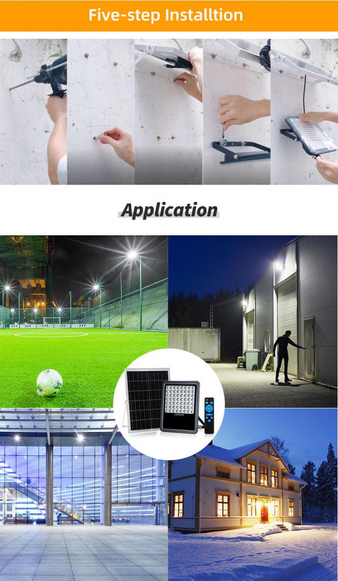 300W IP65 Outdoor Solar Flood Lights Smd 2835 Chips With Timer