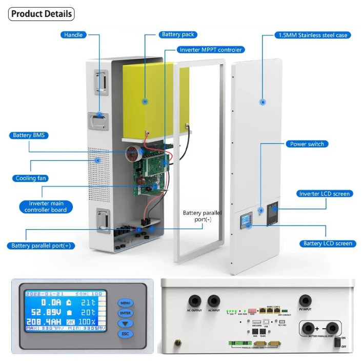 48V 200Ah Powerwall 10Kwh LiFePO4 Batterie eingebaut 200A BMS CAN RS485 ...