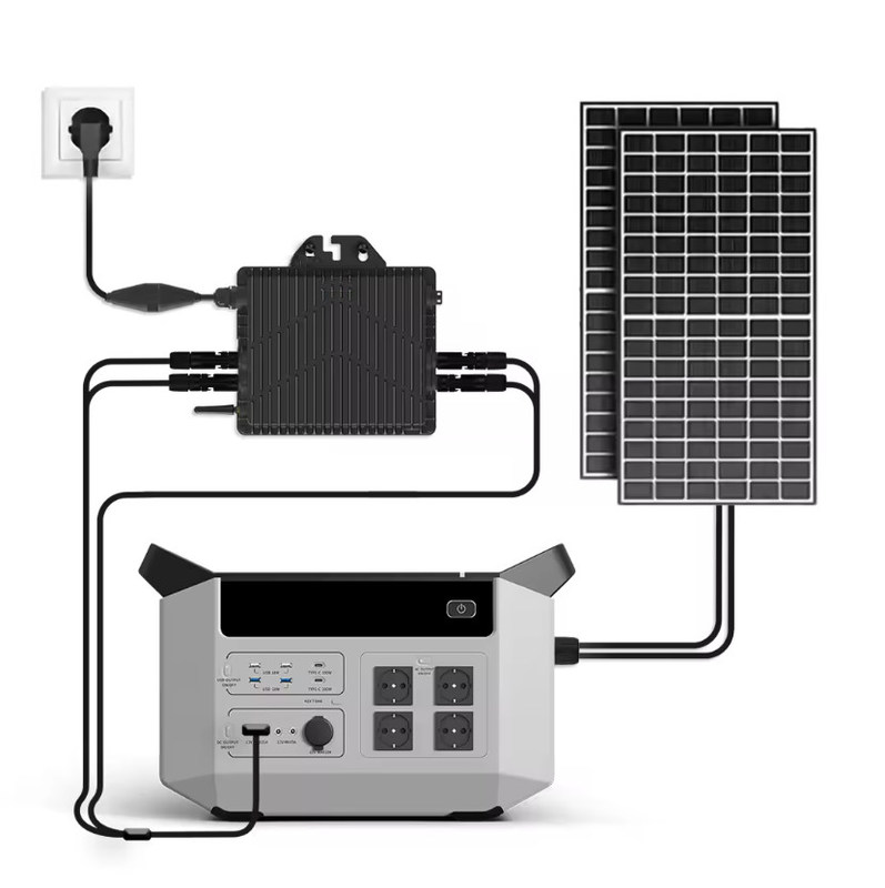 800W Solar Micro Inverter Dengan 2500W Power Station Storage Battery ...